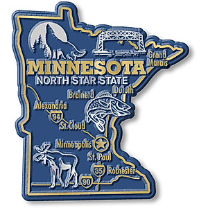 Minnesota Giant State Magnet by Classic Magnets, 3.2" x 3.6", Collectible Souvenirs Made in The USA