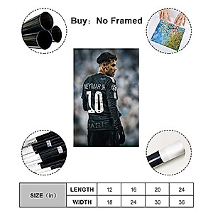 MASMU Neymar Jr Poster for Walls Soccer Posters Canvas Signed Wall Decor Unframe-style 12x18inch(30x45cm)