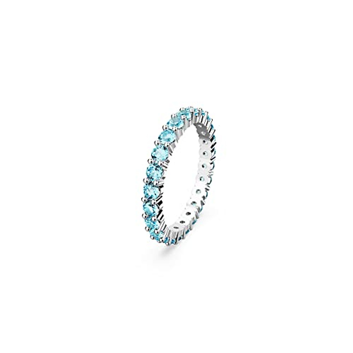 SWAROVSKI Matrix Vittore Ring, Aquamarine-Blue Crystals on a Rhodium Finished Band, Size 9, Part of the Matrix Vittore Collection