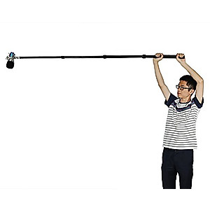 Koolertron Portable Mic Boom Pole Arm 4 Section Stretchable Padded Handheld Telescopic Aluminum Adjustable with Easy Twist Locks and Padded Handle for Professional Shotgun Microphones Fish Pole exte