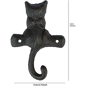 DPOWERFUL Coat Hooks Cat Wall Hooks Cast Iron Coat Hooks Towel Hooks Metal Rustic Key Hooks Vintage Decorative Wall Decor with Screws Antique Dark Rust 3 Pack