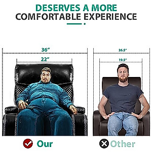 HOMYEDAMIC Recliner Chair Set of 2 with Massage Heated, Home Leather Movie Theater Seating Big High Loveseat Two Double Recliner Chair Sofa with USB Ports Cup Holders (9041-BLACK-2)