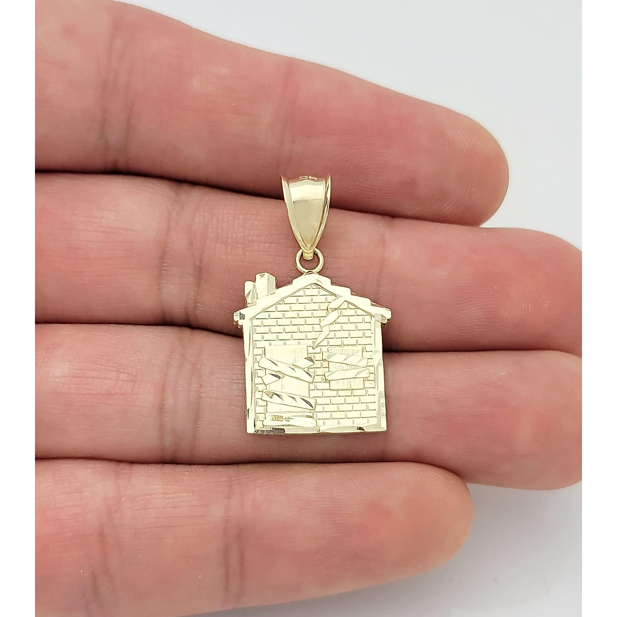 AMZ Jewelry 10K Yellow Gold Trap House Pendant Gold Pendant Hip Hop 1.1 inch x 0.7 inch