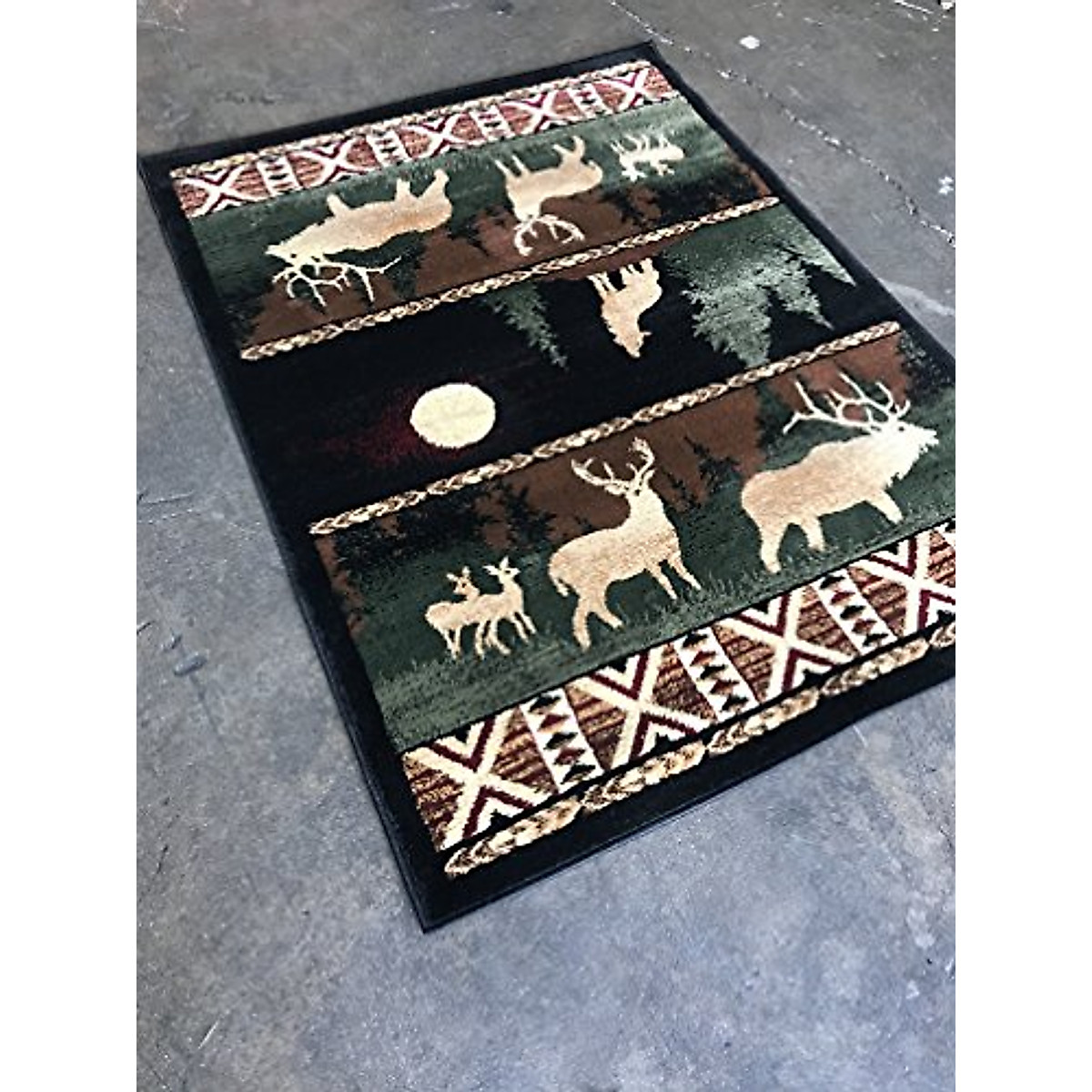 Carpet King Cabin Style Area Rug Country Lodge Elk Deer Wildlife Design 382 (7 Feet 7 Inch X 10 Feet 6 Inch)