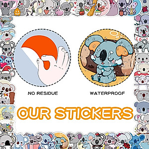 Koala Stickers 100PCS Cute Animal Stickers Waterproof Vinyl Decals for Water Bottles Bicycle Laptop Computer Luggage Kids Teens Boys Girls Koala Bear Gifts