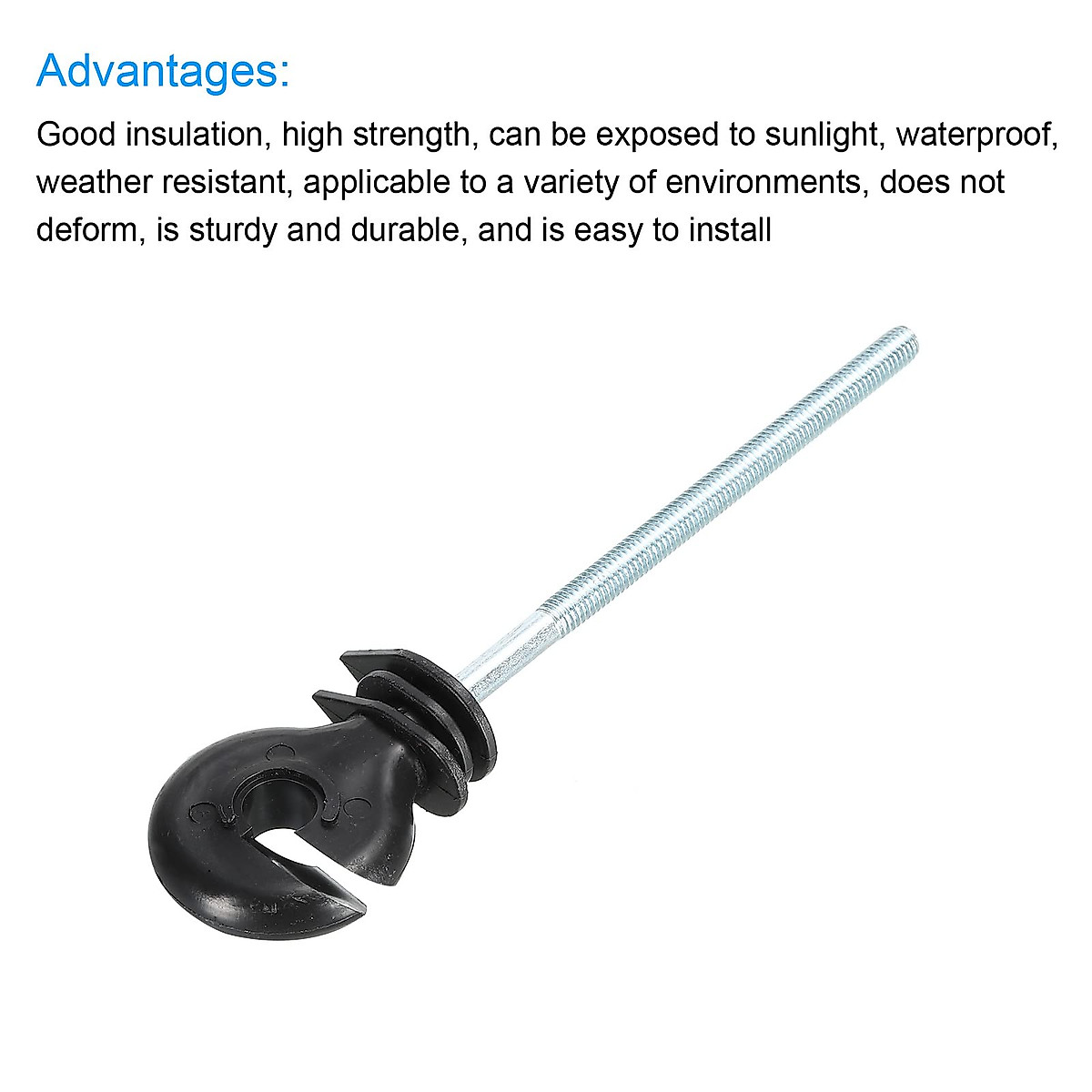 PATIKIL Electric Fence Insulator Screw-in Ring Insulator 12pcs M6 Wood Post Insulator Black for Farm Fencing Power Grid System