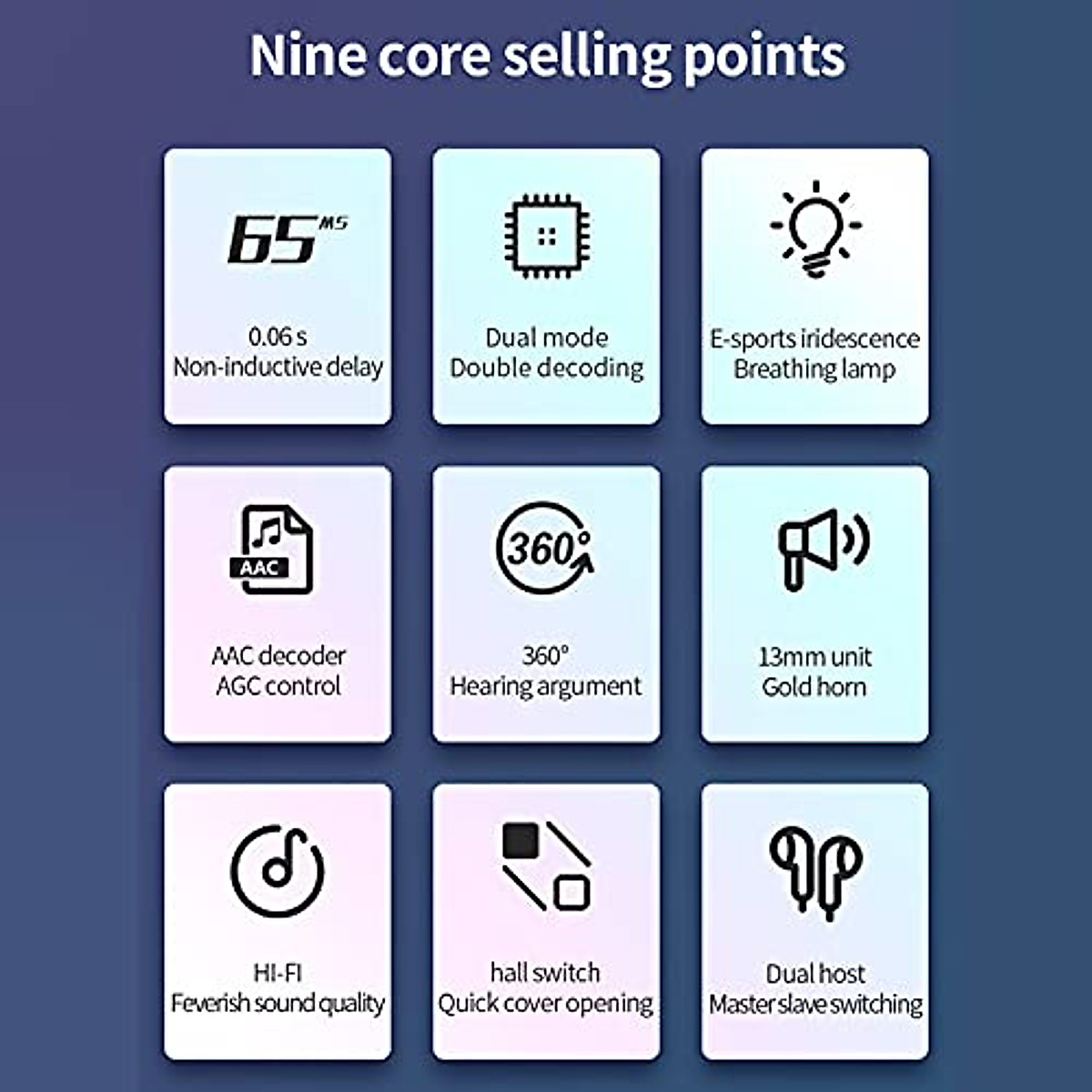 6H Use Wireless in-Ear Gaming Earbuds 2Pcs MD158 Wireless Earbuds Portable Low Delay Mini Practical TWS Bluetooth 5.2 in-Ear Earphones for Gaming Black