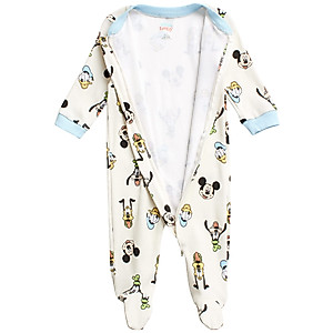 Disney Baby Boys' Mickey Mouse Romper - 2 Pack Sleep n' Play Footed Coveralls (0-9M), Size 6-9 Months, Mickey and Friends