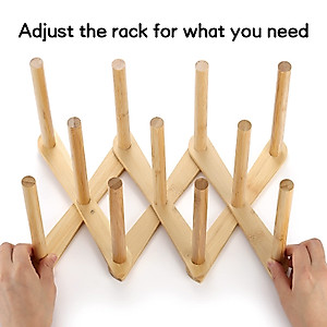 Lawei 2 Pack Bamboo Bottle Drying Rack, Retractable Bottle Cup Dish Drying Rack, Plastic Bag Dryer Rack and Portable Drainer Stand Holder for Water Bottles, Plate, Cup, Pot Lid, Cutting Board