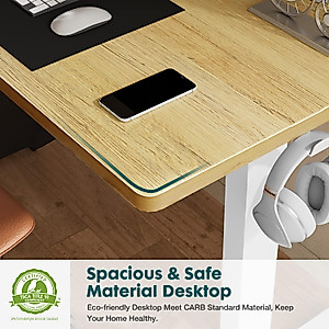 SMUG Standing Desk, Adjustable Height Electric Sit Stand Up Down Computer Table, 48x24 Inch Ergonomic Rising Desks for Work Office Home, Modern Lift Motorized Gaming Desktop Workstation, Natural