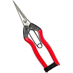 RANSHOU Garden Shears 7.2” Sharp Japanese Stainless Steel Blade, Precision Pointed Hand Garden Scissors for Trimming, Harvesting, Spring Loaded Lightweight Gardening Snips, Made in JAPAN