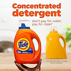 Tide Laundry Detergent Liquid, Original Scent, HE Compatible, 100 Loads, 132 fl oz, Tide Laundry Detergent, Liquid Laundry Detergent