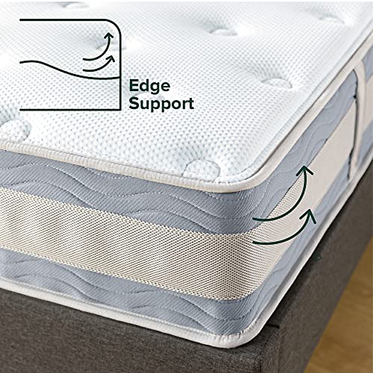 ZINUS 10 Inch Green Tea Cooling Gel Memory Foam HybridMattress / Pocket Innersprings for Motion Isolation / Edge Support, Queen, White