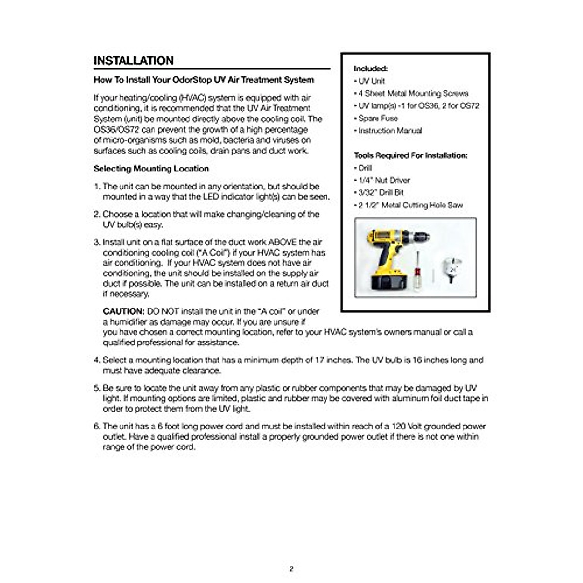 OdorStop OS721 72W UV Air Purifier with 16-in Bulbs