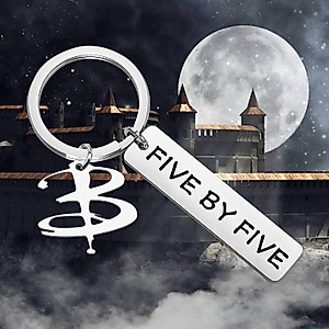 Buffy Vampire Slayer Inspired Gift Five by Five Keychain 90's Television Gifts (Five by Five Keychain)