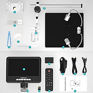 Andonstar AD207S Pro HDMI Digital Microscope, 2160P UHD Video Record, Soldering Microscope, Coin Microscope with 10 inch Stand for Full View, Bottom Light with Prepared Slides, Electronic Microscope