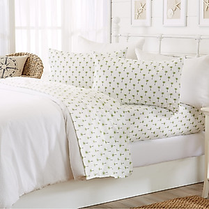 4-Piece Queen Coastal Microfiber Sheet Set | Nautical-Printed, Ultra-Soft Sheets | Wrinkle & Fade Resistant Beach-Themed Prints & Patterns Bedding Sheets & Pillowcases. (Queen, Palm Tree)