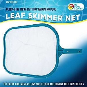 U.S. Pool Supply Professional Swimming Pool Leaf Skimmer Net - Ultra Fine Mesh Netting, Clean Remove The Finest Debris Fast - Pool Maintenance Cleaning Pool Liners, Spas, Ponds, Kids Inflatable Pools