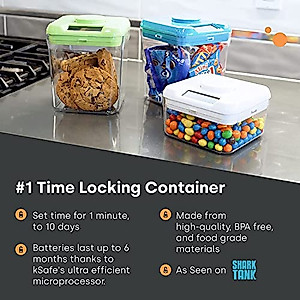 Cell Phone Lock Box with Timer - Phone Jail Timed Lock Box - KSafe Time Lock Box for Snacks, Food & Cell Phones - Phone Safe Box with Timer & Snack Lock Box (Medium, Blue Lid + 5.5” Clear Base with Access Port)