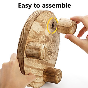 Bekith 3 Pack Wooden Stool Display Stand, Wood Stool Plant Riser, Round Small Plant Stand, Rustic Stool Flower Pot Holder, Modern Decorative Display Stand for Home Indoor and Outdoor