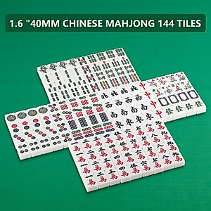 YINIUREN Large Chinese Mahjong Set 1.6-inch Mahjong Tiles Melamine Mahjong Set