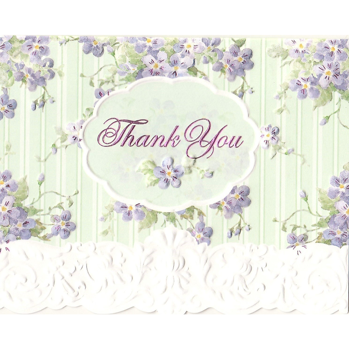 Carol Wilson Fine Arts Inc. - Lilacs & Teal- Blank Thank You Boxed Note Cards with Envelopes - 10 count - byt0128