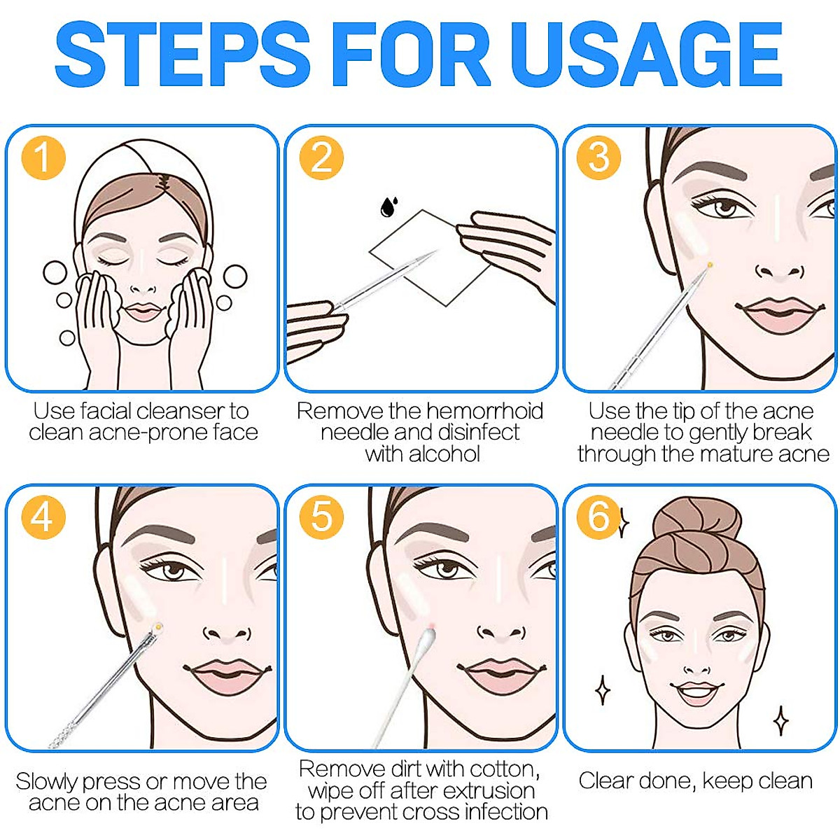 Teenitor Pimple Extractor Acne Treatment Tool Surgical Grade Blackhead Comedone Removal 2-in-1 Popper Tool for Face Nose Blackhead Extractor Tool Silver