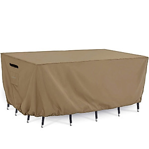 Tempera Outdoor Dining Set Cover for Outside Table and Chair, Rectangle Patio Table Covers for Outdoor Furnitures, Anti-Fading, Windproof, 90'' L x 60''W x 27.8''H, Taupe