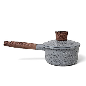 PHANTOM CHEF 1.5 QT Saucepan with Granite finish & Lid | PFOA Free | Small Nonstick 1.5 Quart Sauce Pot | Induction Compatible | Dishwasher & Oven Safe | Stay-Cool Handle | Easy to Clean (Beige)