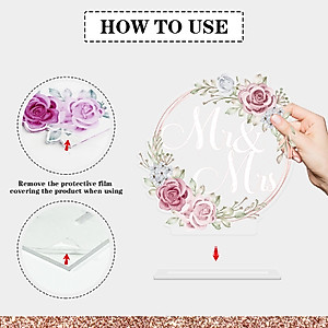 INNORU Mr and Mrs Table Centerpiece, Acrylic Wedding Table Topper Centerpiece Bridal Shower Party Table Sign Bride & Groom Wedding Engagement Party Decorations