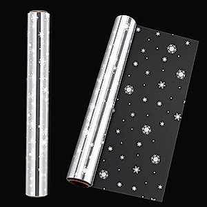 NUOBESTY Cellophane Wrap Roll | 2.5 Mil Thickness Snowflake Printed Gift Wrap Cellophane Cello Rolls for Christmas Gifts Baskets Arts Crafts
