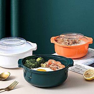 Microwave Safe Ramen Cooker, Ramen Noodle Bowl Easy Mac, Microwave Pasta Ramen Noodle Cooker Bowls with Lids Ideal for Dorm Room Essentials Girls Boys, Dishwasher & Microwave Safe (Medium, Dk.Green)