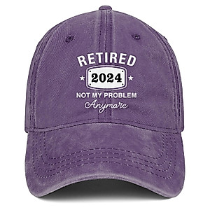 Retirement Gifts for Women Men Hat Retired 2024 Not My Problem Anymore Baseball Cap Purple