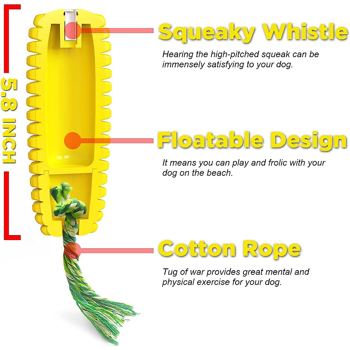 yuxiaoyu Dog Toy Chew Toy Corn Interactive Squeaky Dog Tooth Cleaning Tool Water Float Toy Teething Stick Suitable for Small, Medium and Large Dogs