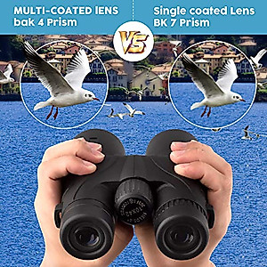 Binoteck 10x42 Binoculars for Adults - Professional HD Roof BAK4 Prism Lens Binoculars for Bird Watching, Hunting, Travel, Sports, Opera, Concert, with Carrying Bag (1.0 lbs)