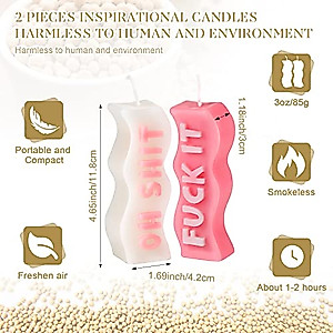 Coume 2 Pieces Aesthetic Candles Atmosphere Candle Wavy Word Fun Shaped Trendy Soy Wax Scented Cool Funny Gift for Christmas Office Birthday Home Decoration (Funny), White,pink