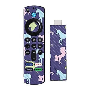MightySkins Carbon Fiber Skin Compatible with Amazon Fire TV Stick 4K Max - Unicorn Dream | Protective, Durable Textured Carbon Fiber Finish | Easy to Apply and Change Styles | Made in The USA