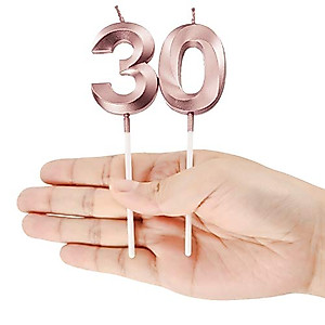 BBTO 30th Birthday Candles Cake Numeral Candles Happy Birthday Cake Topper Decoration for Birthday Party Wedding Anniversary Celebration Supplies (Rose Gold)