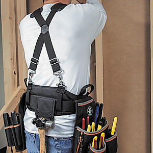 Klein Tools 55400 Adjustable Suspenders, for 4-Point Attachment Belts, Rugged and Padded, Ideal Electricians or Carpenters Suspenders