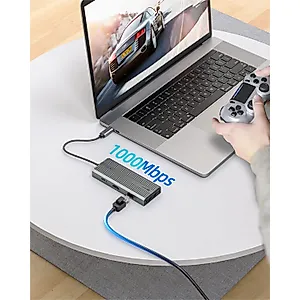 USB C Hub, SANZANG 8 in 1 USB-C Docking Station to HDMI Adapter, 4K@60Hz HDMI, 1Gbps Ethernet,100W Pass-Through Charging, SD/TF Card Slot,5Gbps 3.0 High Speed for MacBook