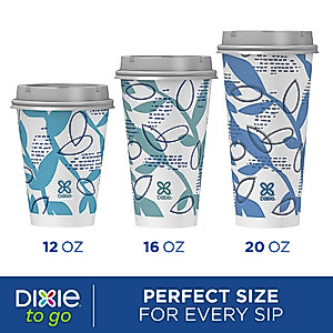 Dixie to Go Disposable Hot Beverage Paper Coffee Cups with Lids, 12 Oz, 156 Count, Assorted Designs