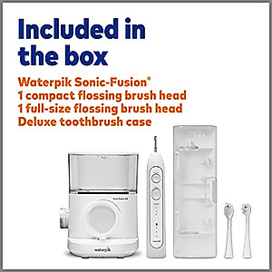 Waterpik Sonic-Fusion 2.0 Professional Flossing Toothbrush, Electric Toothbrush and Water Flosser Combo In One, White