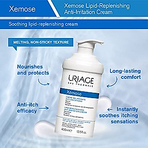 URIAGE Xemose Lipid-Replenishing Anti-Irritation Cream 13.5 fl.oz. | Soothing Anti-Irritation Cream for Extra Dry & Sensitive Skin Prone to Eczema | Dermatologist Recommended, Fragrance-Free