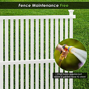 Kshioe Vinyl Fence Panels 2 Pack Outdoor Picket Privacy Screen Fence, 2PCS White PVC Fence Panel, 48" H X 36" W (White)