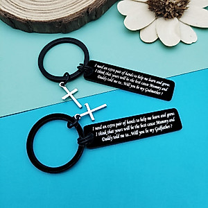 Godparent Gifts from Godchild Will You Be My Godmother/Godfather Keychain Set Godparents Announcement Gift Christening Gift First Communion Gift for Godmother Godfather Baptism Gift Godparents Jewelry