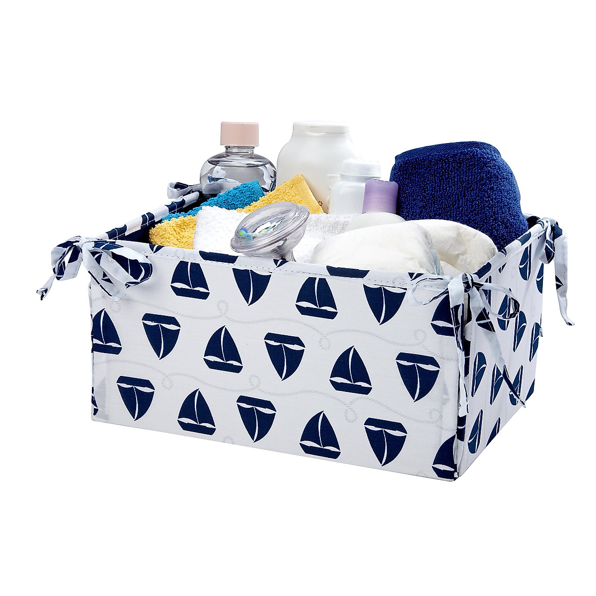 Nautica Kids Separates Sailboats/Rope Print Nursery Storage, Navy/White