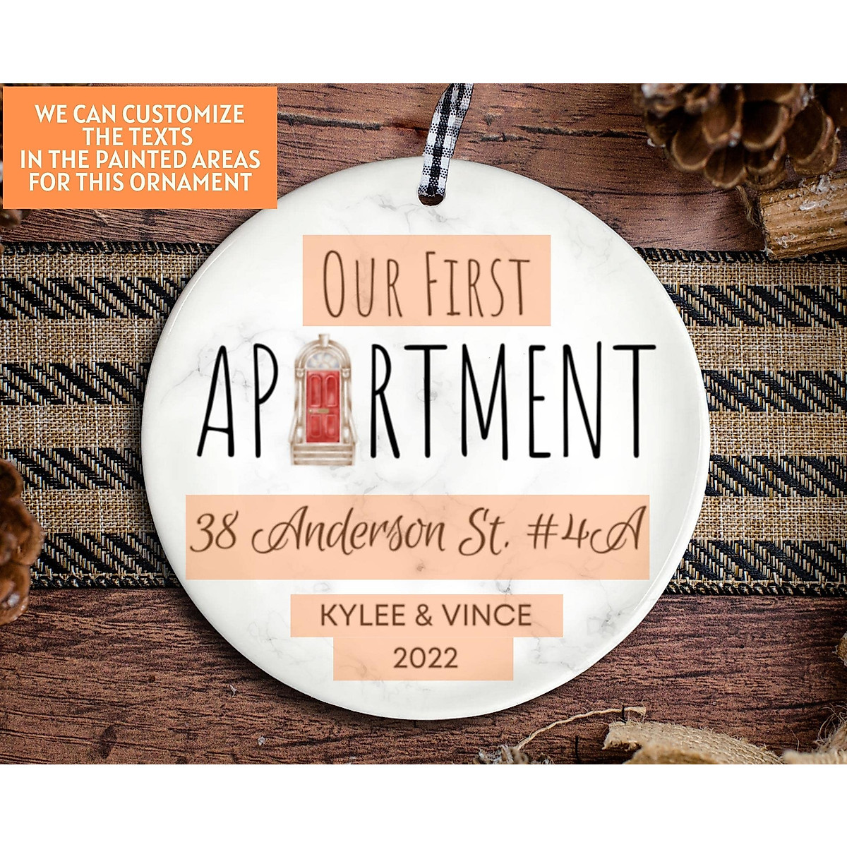 2023 Personalized Our First Apartment Ornament, Custom Home Address Christmas Ornament, Couples New Apartment Ornament, Realtor Client (Design E)