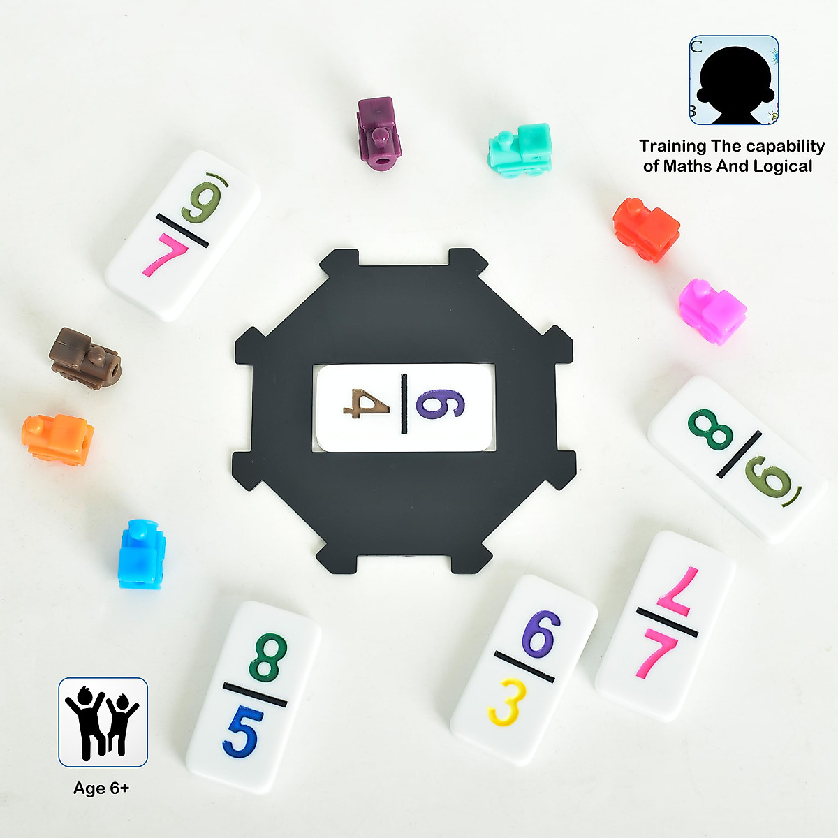 Doublefan Mexican Train Dominoes with Color Numbers,Double 12 Numerical Domino Game, Chicken Foot Dominoes Set with Aluminum Case, 91 Tiles Dominoï¼ˆ2-10 Player