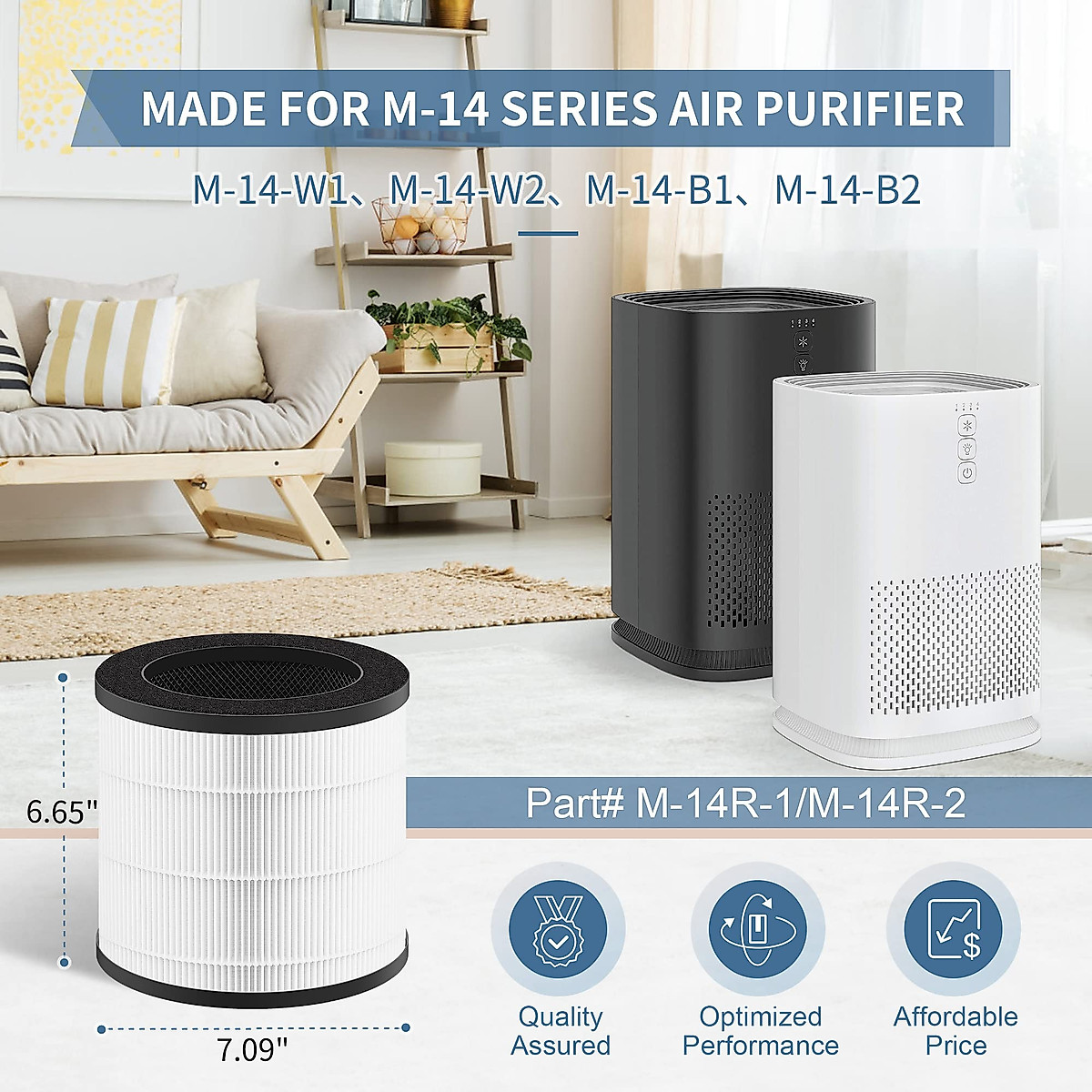 [Upgrade] Replacement Filter Compatible with Air Purifier W1/W2/B1/B2, 3-in-1 H13 True HEPA Filters Set with Pre-Filter And Activated Carbon Filter for 99.97% Removal, 2-Pack