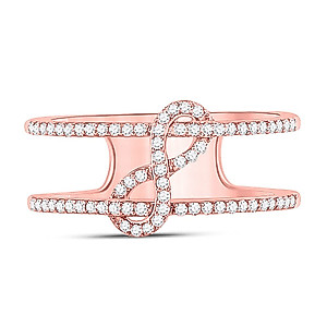 The Diamond Deal 10kt Rose Gold Womens Round Diamond Negative Space Infinity Ring 1/5 Cttw